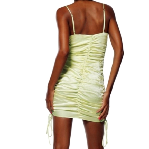 Zara | Dresses | Ruched Satin Effect Dress Green Zara | Poshmark